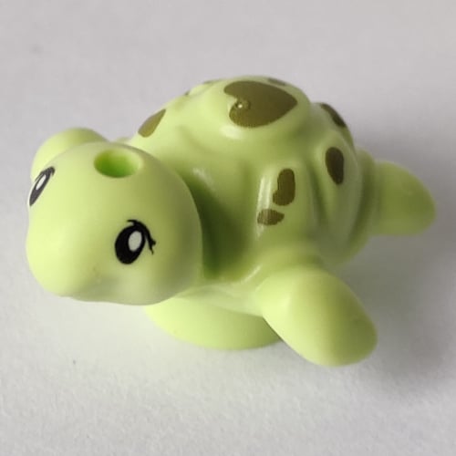 LEGO PART 49576pr0001 Animal, Turtle, Baby with Olive Green Hearts ...