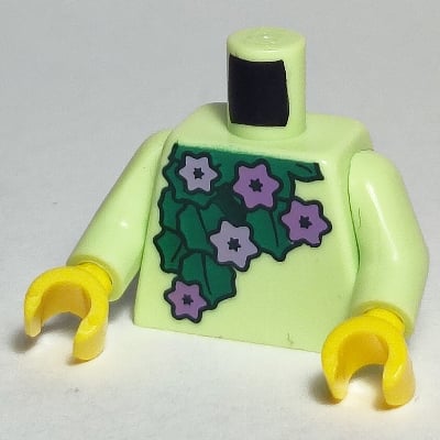 LEGO PART 973c40h01pr9998 Torso Medium Lavender Flowers, Dark Green ...