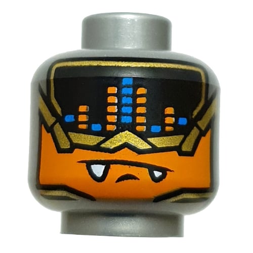 LEGO PART 3626cpr4223 Minifig Head Silver / Gold Horned Demon, Visor ...