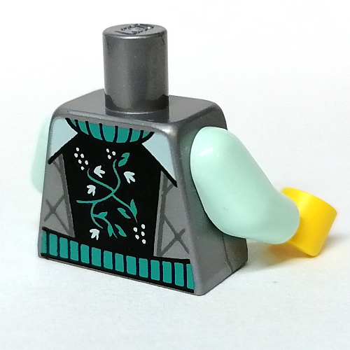 LEGO PART 973c15h01pr5825 Torso, Jacket, Dark Turquoise Trim, Flowers ...