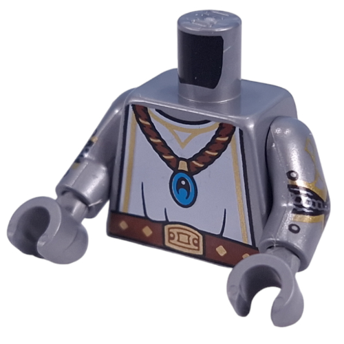 LEGO PART 973c30h30pr0001 Torso, White Tabard, Gold Trim, Reddish Brown ...