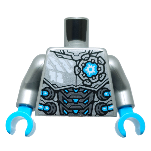 LEGO PART 973c30h42pr0001 Torso, Silver Armor, Medium Azure Detailing ...