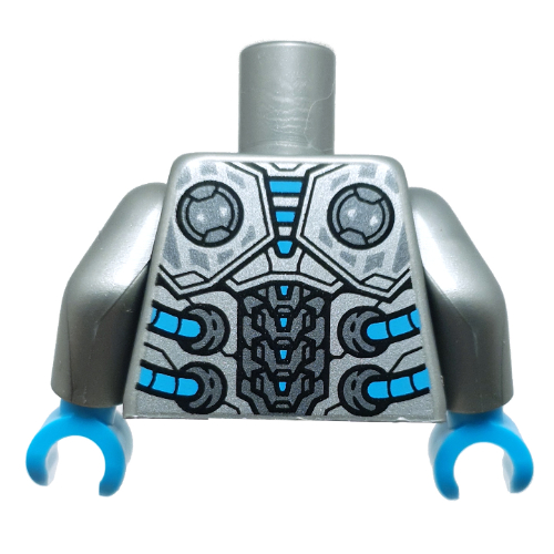 LEGO PART 973c30h42pr0001 Torso, Silver Armor, Medium Azure Detailing ...