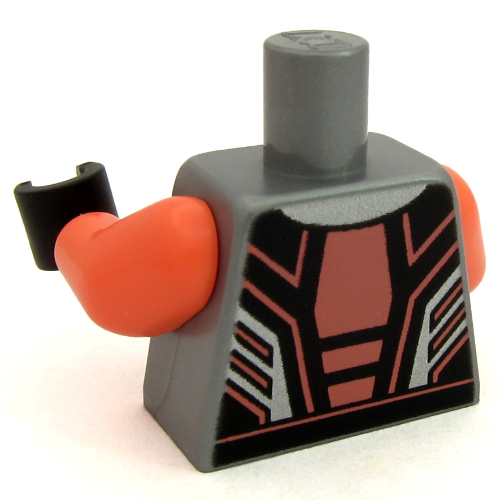LEGO PART 973c60h03pr6771 Torso, Racing Suit, Coral/Black/Silver ...