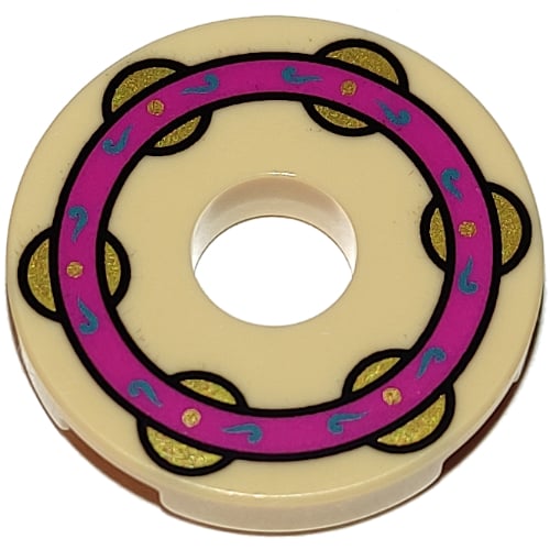 LEGO PART 15535pr0008 Tile Round 2 x 2 with Hole and Tamborine Print ...