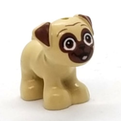 LEGO PART 24111pr0040 Animal, Dog, Pug - Standing with Reddish Brown ...