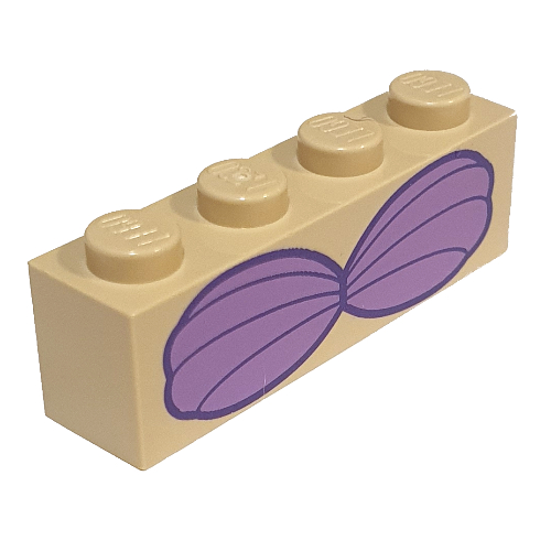 LEGO PART 3010pr0050 Brick 1 x 4 with 2 Violet Seashells print ...