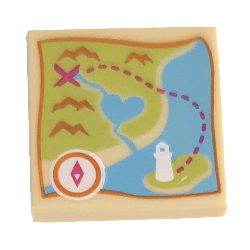 LEGO PART 3068bpr0242 Tile 2 x 2 with Map Heartlake City Bay Print ...