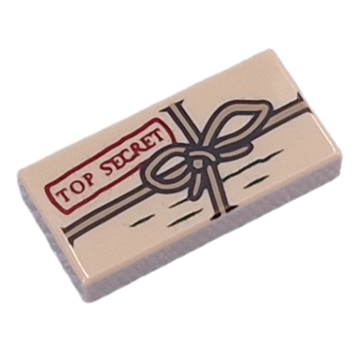 LEGO PART 3069bpr0390 Tile 1 x 2 with Package, Tied String, Dark Red ...