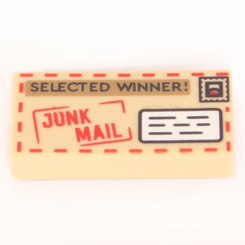 LEGO PART 3069bpr0434 Tile 1 x 2 with Letter, 'SELECTED WINNER!', Red ...