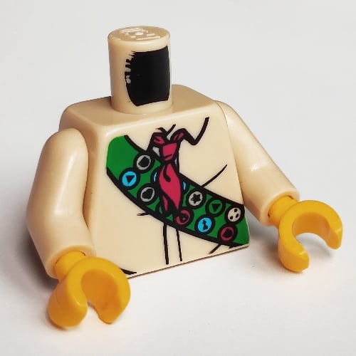 LEGO PART 973c26h01pr0009 Torso Shirt, Red Tie, Green Sash with Buttons ...
