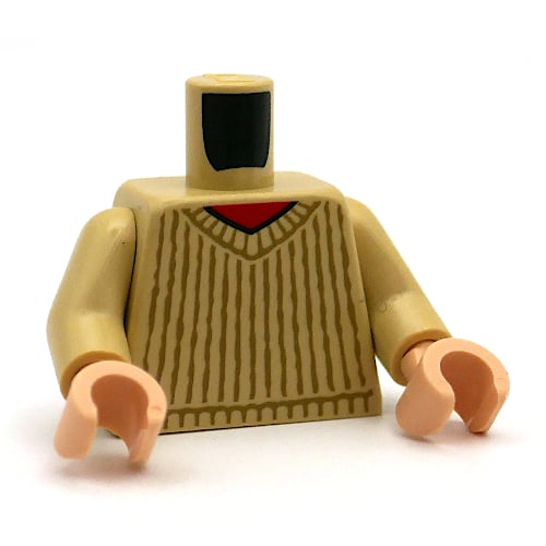LEGO PART 973c26h02pr6993 Torso, Knitted Sweater, Red Shirt print, Tan ...