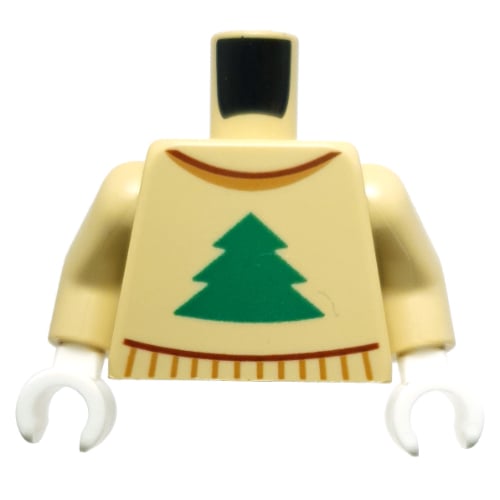 LEGO PART 973c26h27pr7053 Torso, Sweater, Green Christmas Tree print ...