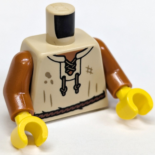 LEGO PART 973c41h01pr7098 Torso, Tunic, Nougat Laces, Reddish Brown ...