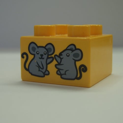 LEGO PART 3437pr0030 Duplo Brick 2 x 2 with Two Mice Print ...