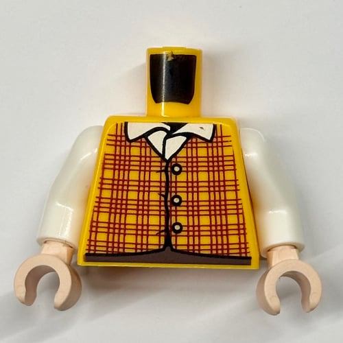 LEGO PART 973c27h02pr0005 Torso, Dark Red Checkered Shirt, White Collar ...