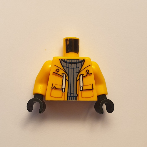 LEGO PART 973c38h03pr4820 Torso Raincoat with Laces over Gray Pullover ...