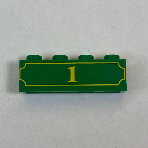 LEGO PART 3010pr0003 Brick 1 x 4 with Yellow '1' and Fancy Outline ...