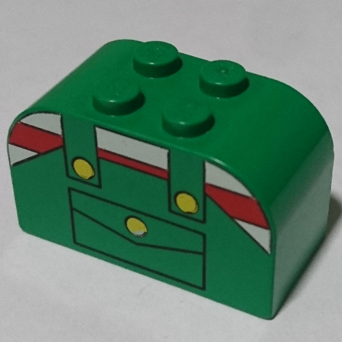 LEGO PART 4744pr0004 Brick Curved 2 x 4 x 2 Double with Red and White ...