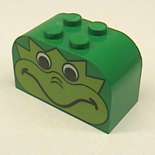 LEGO PART 4744pr0037 Brick Curved 2 x 4 x 2 Double with Frog Face Print ...