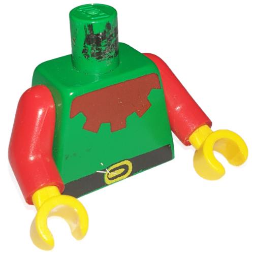 LEGO PART 973c22h01pr0048 Torso Forestman Maroon Collar Print, Red Arms ...