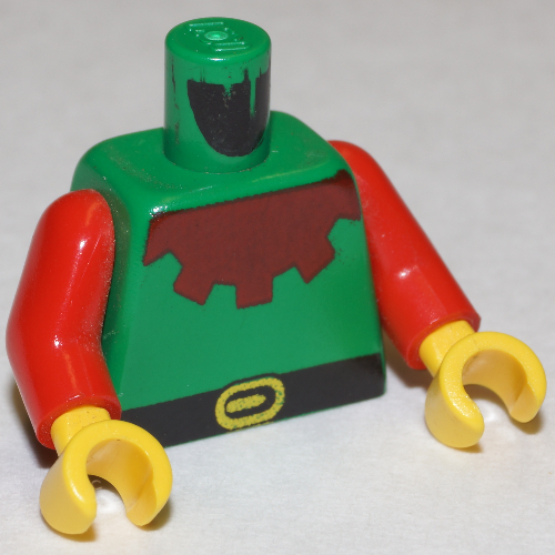 LEGO PART 973c22h01pr0048 Torso Forestman Maroon Collar Print, Red Arms ...