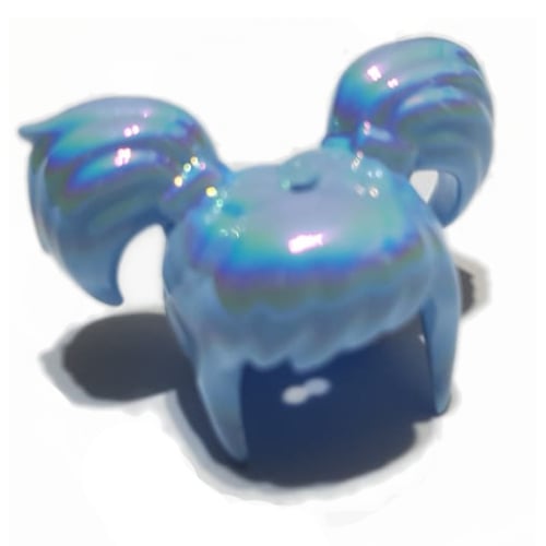 LEGO PART 34697pr0001 Hair 2 Pig Tails and Bangs, Iridescent print ...