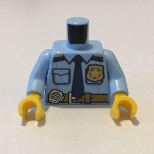 LEGO PART 973c29h01pr3627 Torso Shirt with Dark Tan Belt, Gold Badge ...