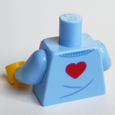 LEGO PART 973c29h01pr9999 Torso Sweater, Big Red Heart, Medium Blue ...