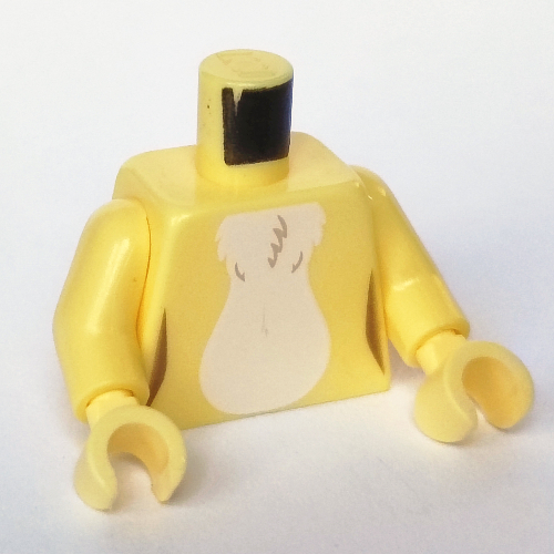 LEGO PART 973c44h44pr5571 Torso White Fur Print, Bright Light Yellow ...