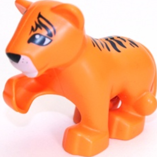 LEGO PART 54528pr0004 Duplo Animal Tiger Cub with Raised Paw - Black ...