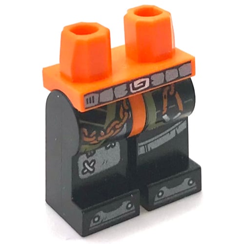 LEGO PART 970c03pr1520 Hips and Black Legs with Belt, Patches Print ...