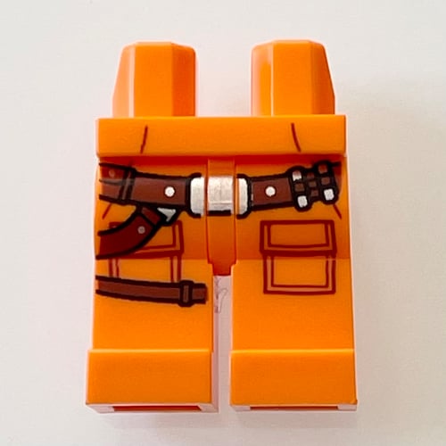 LEGO PART 970c34pr2555 Hips and Orange Legs with Reddish Brown Belts ...