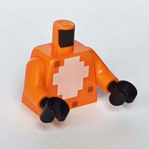 LEGO PART 973c34h03pr5978 Torso Pixelated White Stomach Print, Orange ...