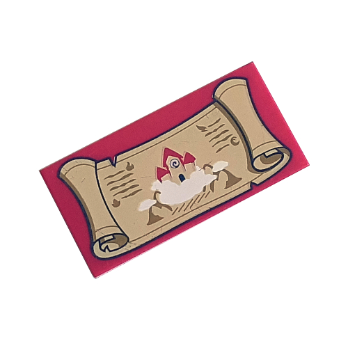 LEGO PART 87079pr0067 Tile 2 x 4 with Tan Scroll with House Print ...