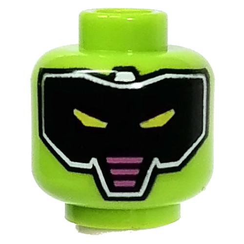 LEGO PART 3626cpr9655 Minifig Head Robot, Black Visor, Lime Eyes, Red ...