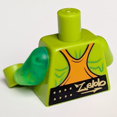 LEGO PART 973e108pr0002 Torso, Odd Arms, Muscles with Orange Tank Top ...