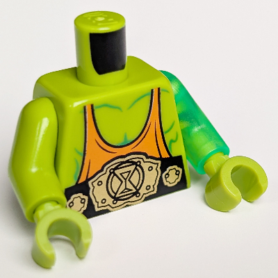 LEGO PART 973e108pr0002 Torso, Odd Arms, Muscles with Orange Tank Top ...