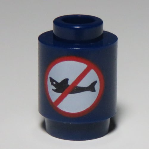 LEGO PART 3062bpr0009 Brick Round 1 x 1 Open Stud with Red 'SHARK ...