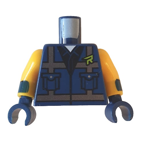 LEGO PART 973c01h05pr4545 Torso Vest, Pockets, Straps, Yellow 'R' Print ...