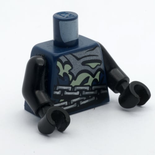 LEGO PART 973c03h03pr3018 Torso Silver and Yellowish Green Tattered ...