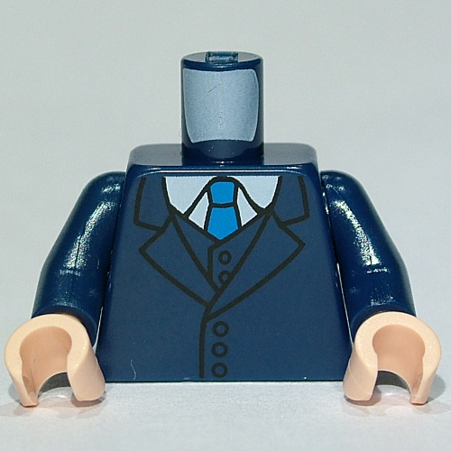 LEGO PART 973c05h02pr0001 Torso Jacket, Vest, White Shirt Collar, Blue ...