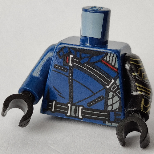 LEGO PART 973e106pr0001 Torso, Odd Arms, Jacket, Black Straps, Zippers ...