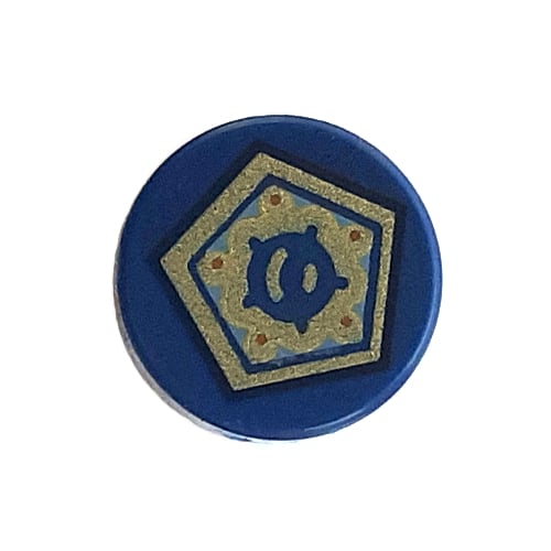LEGO PART 98138pr0354 Tile Round 1 x 1 with Gold Pentagon print ...