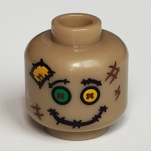 LEGO PART 3626cpr9682 Minifig Head Scarecrow, Yellow and Green Buttons ...
