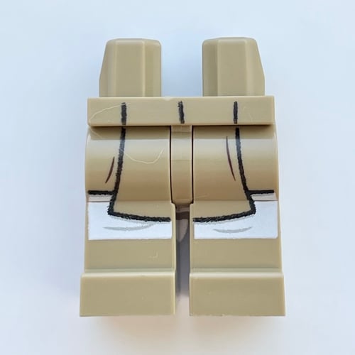 LEGO PART 970c11pr2144 Hips and Dark Tan Legs with Robe Tails, White ...