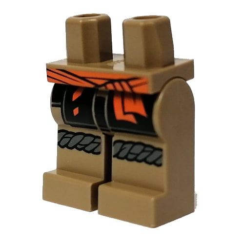 LEGO PART 970c11pr9765 Hips and Dark Tan Legs with Black Robe, Orange ...