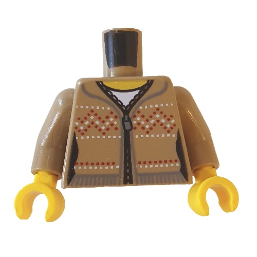 LEGO PART 973c11h01pr4370 Torso Sweater with Zipper, White Shirt Print ...