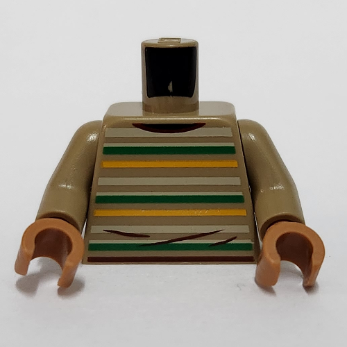 LEGO PART 973c11h23pr6804 Torso, Tan/Green/Orange Striped Shirt, Dark ...