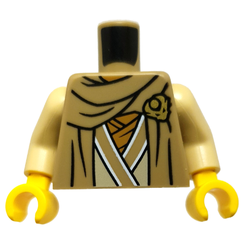LEGO PART 973c26h01pr0010 Torso, Dark Tan Cape, Robe with White Trim ...